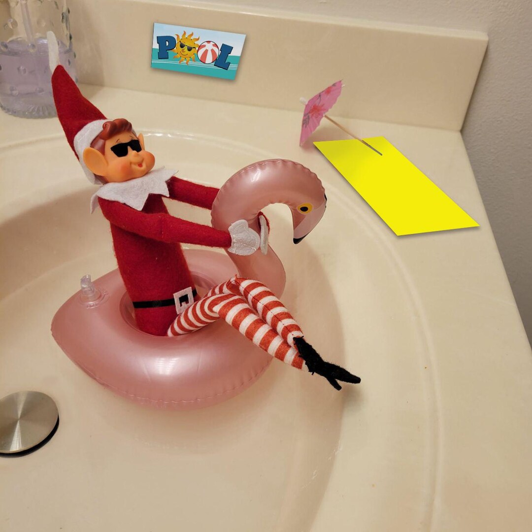 Elf Prop, Christmas Elf Flamingo Floatie Prop, Vacation, Pool - Etsy