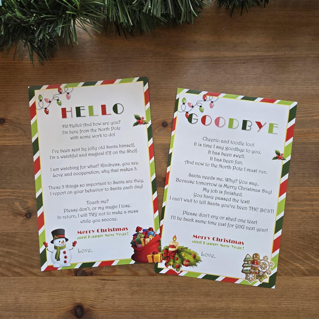Printed Elf Hello and Goodbye Letters, Elf Arrival Return Letter From ...