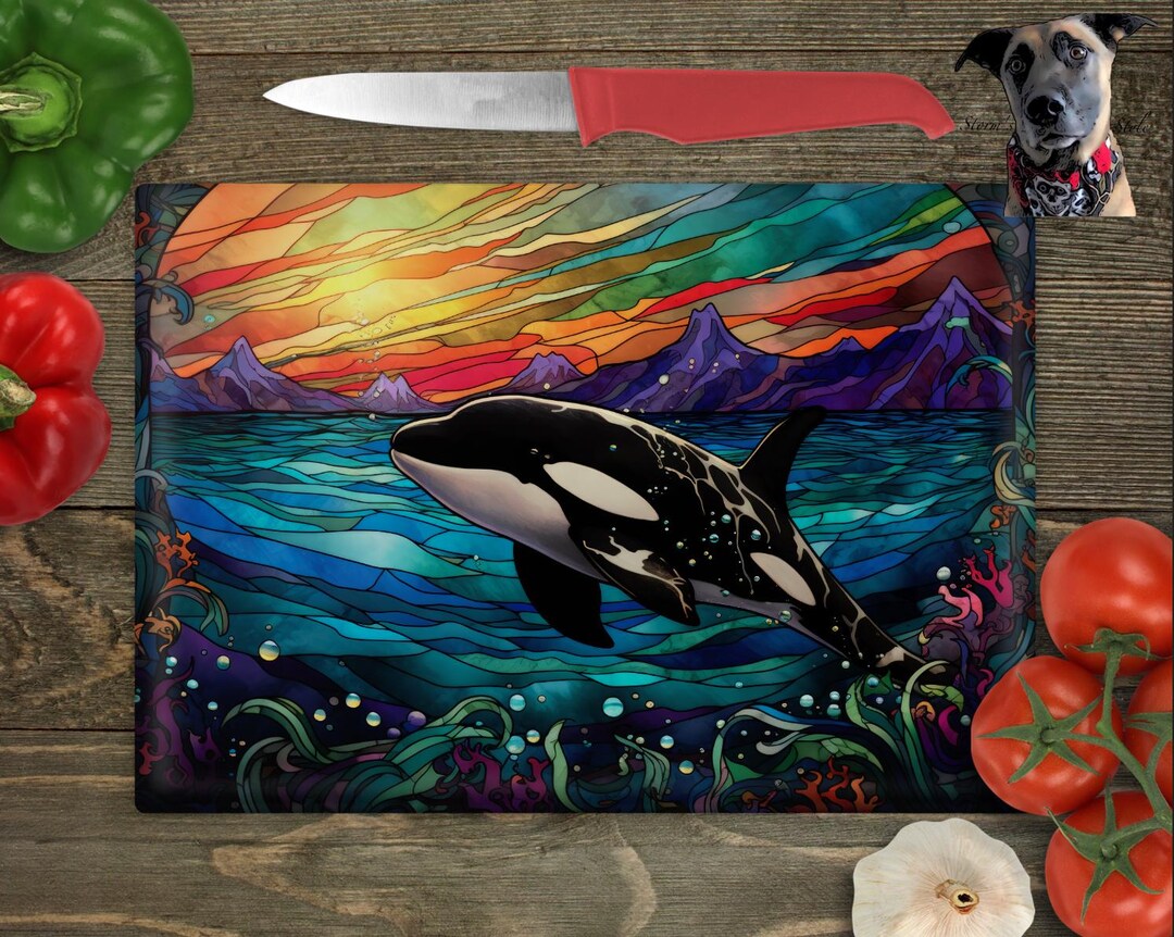 Stained Glass Effect Orca Glass Chopping/cutting Boards - 8 Designs ...
