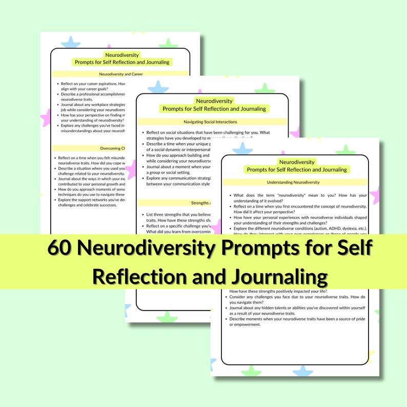 Neurodiversity Questions for Self Reflection/positive Affirmations for ...