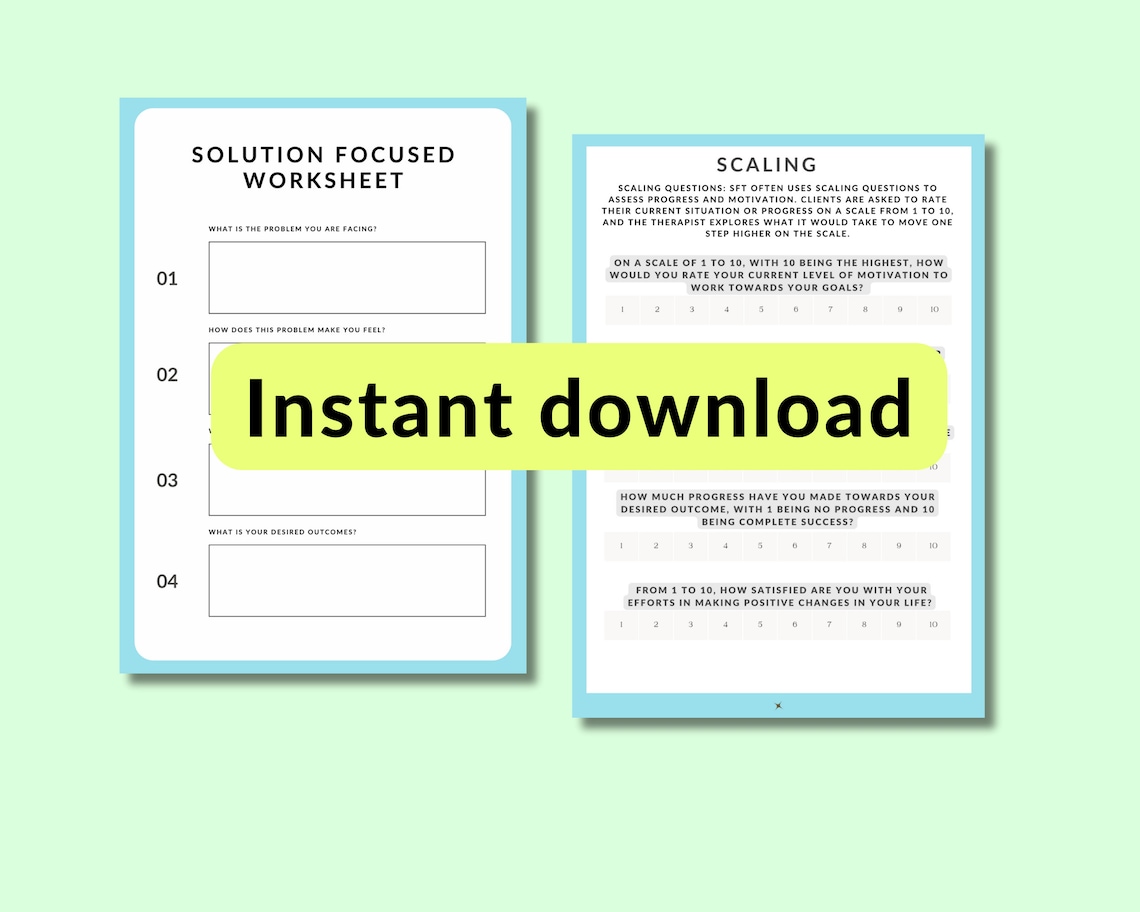Solution Focused Therapy Worksheets/100 Questions for Solution Focused ...