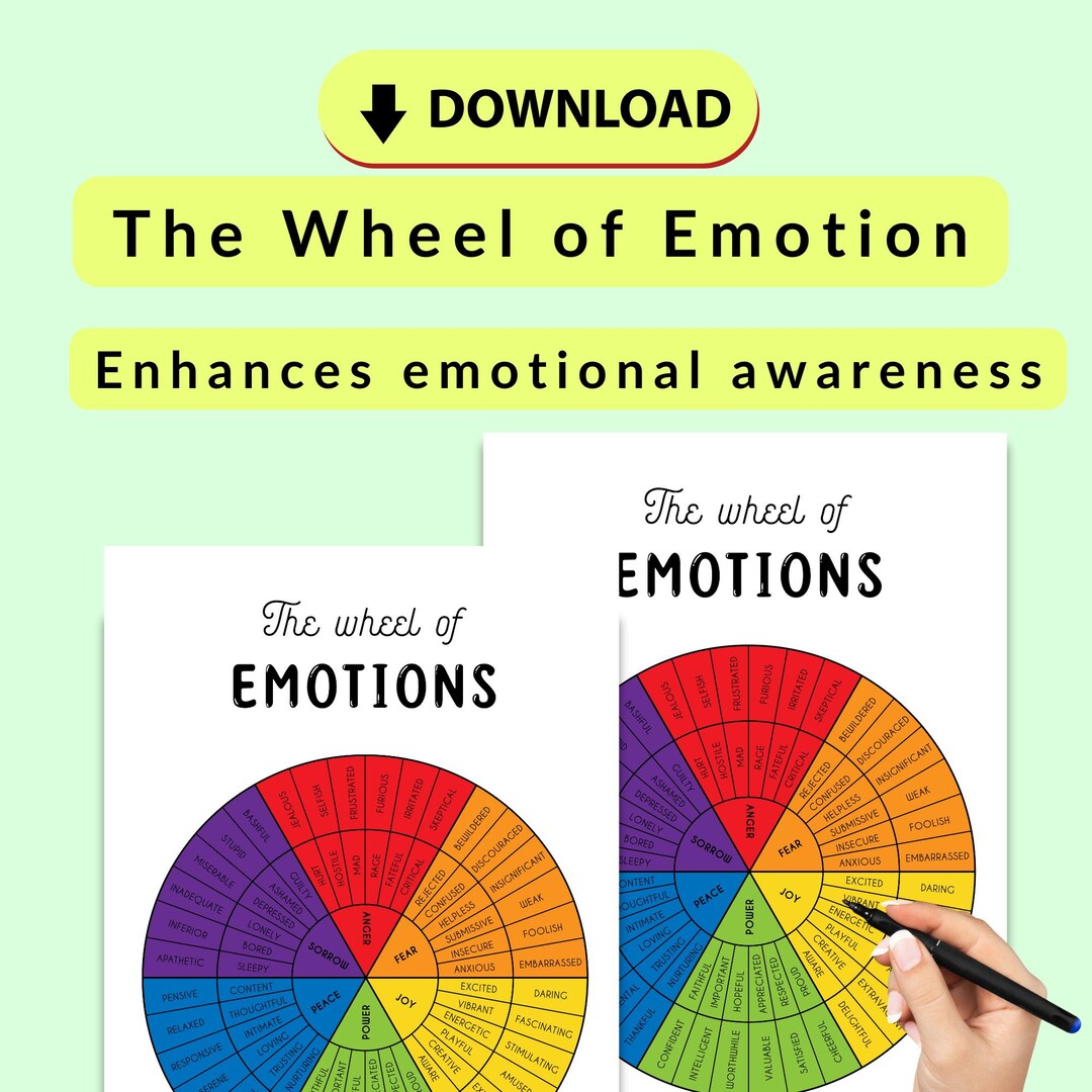 Colourful Emotional Wheel – Mental Health Therapy Tool for Self ...