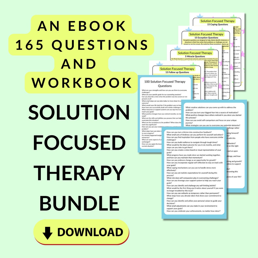 Solution Focused Therapy Bundle | Questions, Worksheets & E-book ...