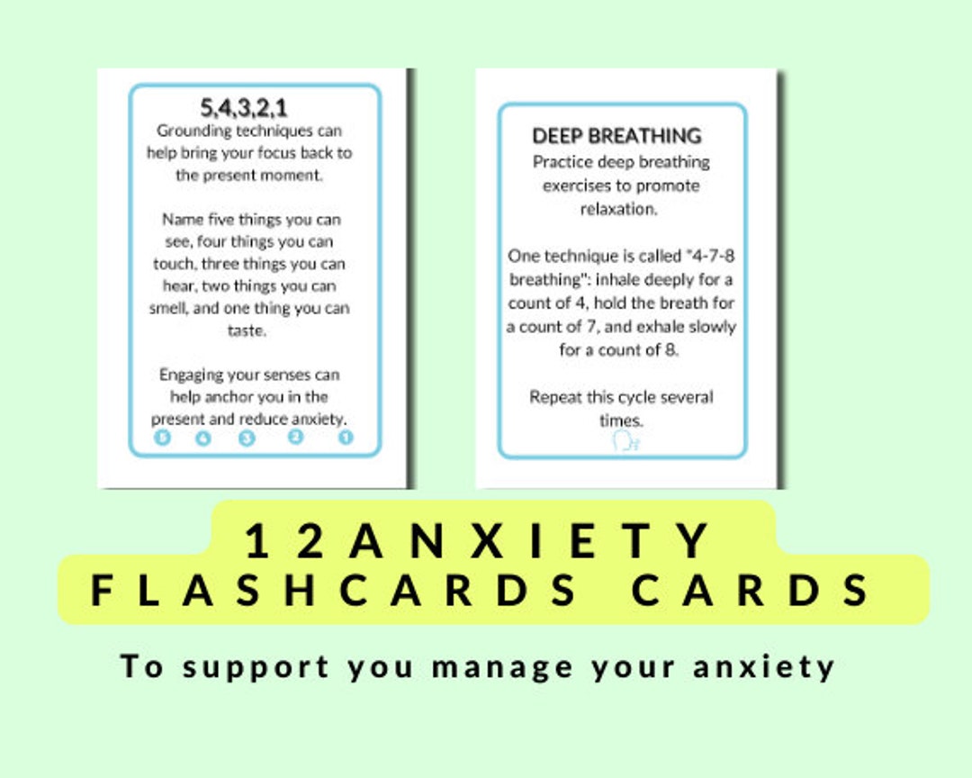 Anxiety Coping Skills Flashcards, Therapy Tools (digital Download ...
