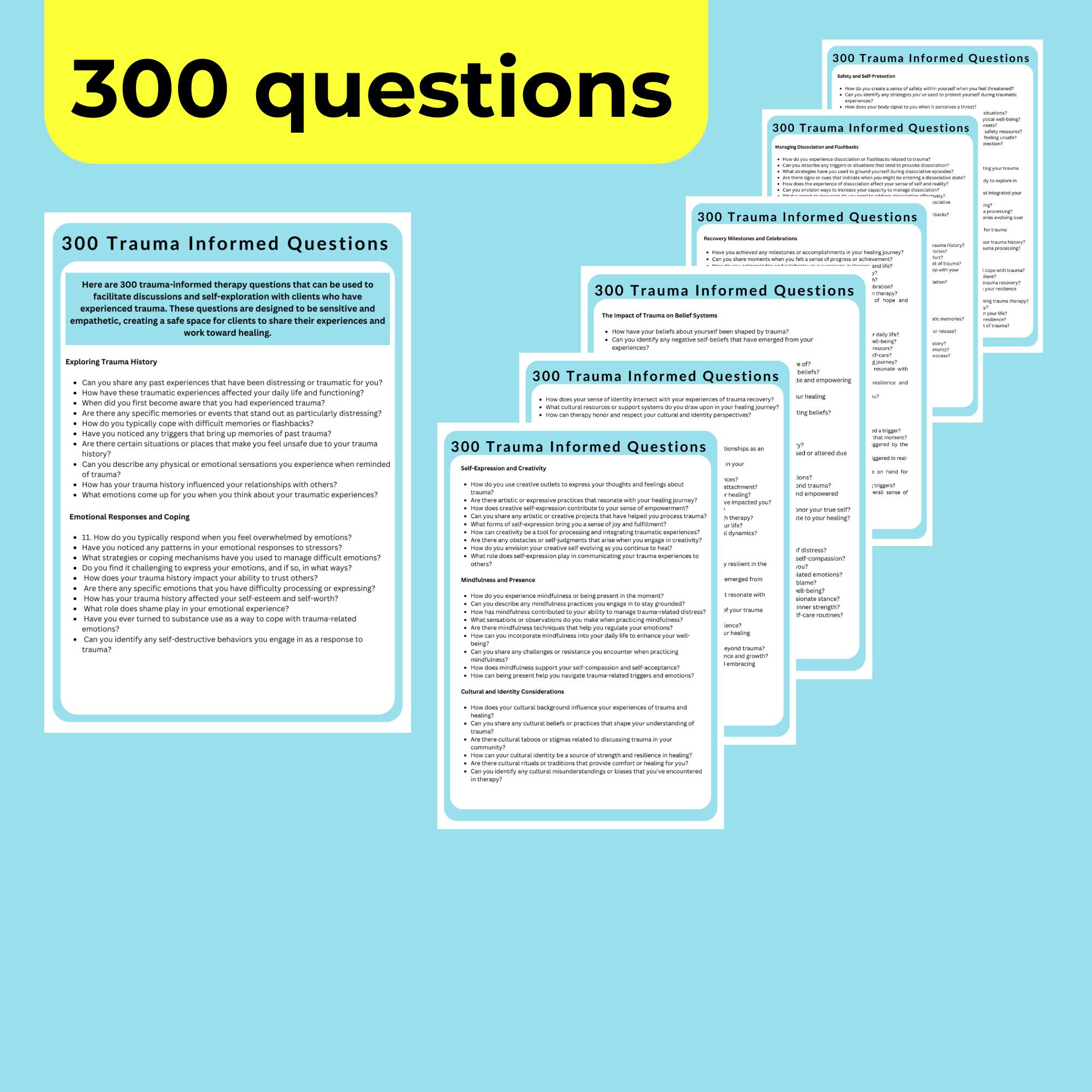 300 Trauma-informed Therapy Questions | Printable Prompts for ...