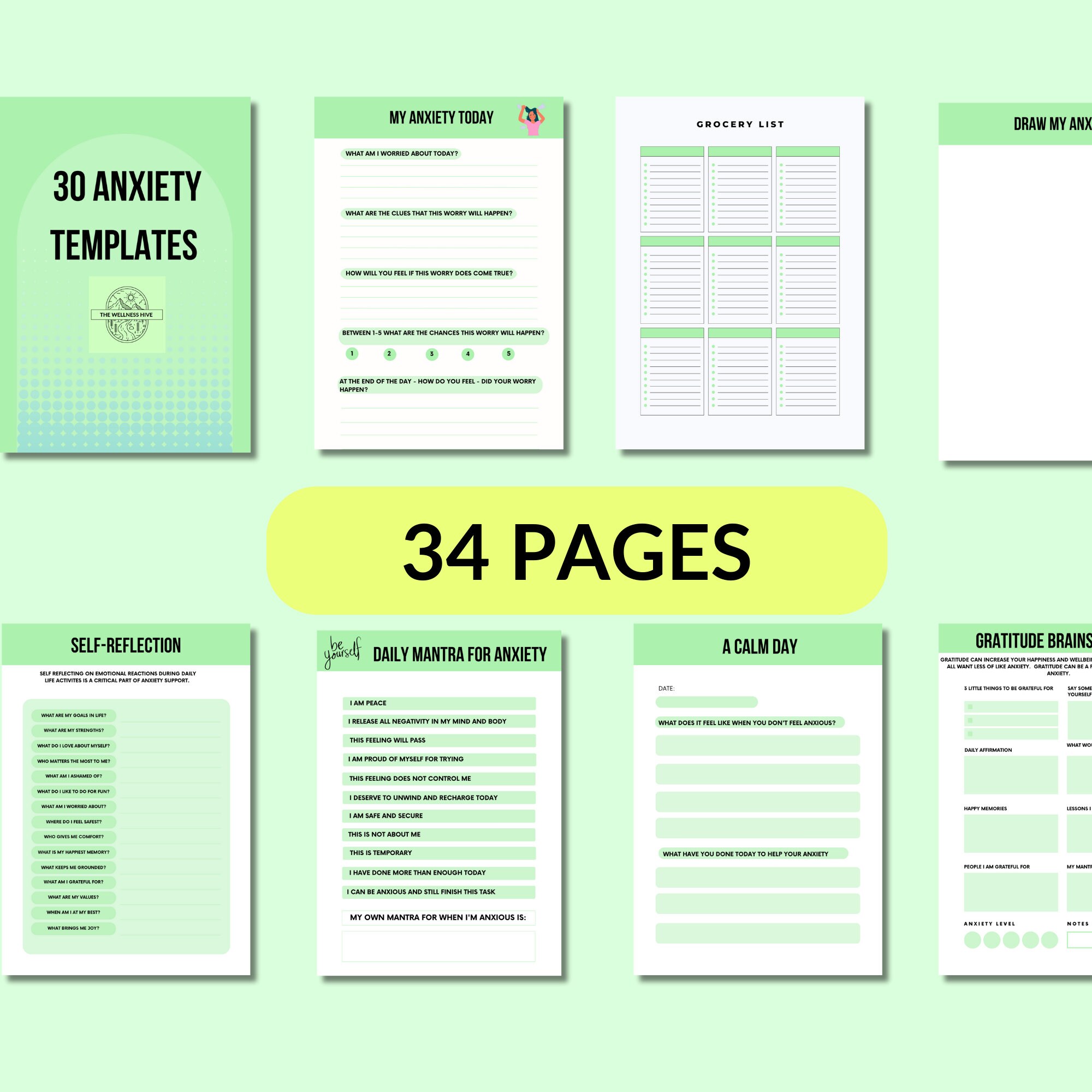 Anxiety Bundle/anxiety Management Bundle/30 Therapy Worksheets/ Anxiety ...
