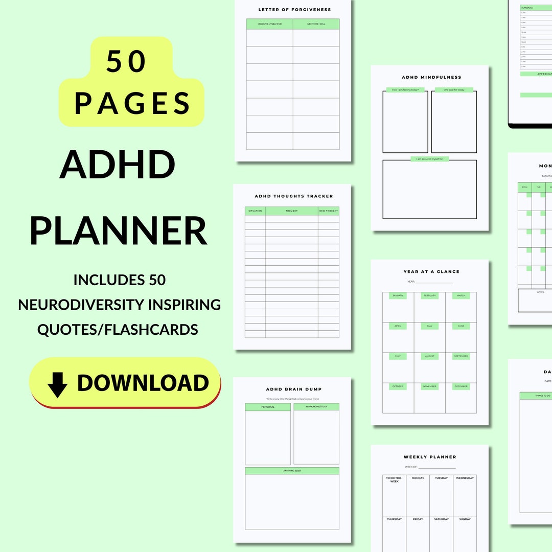ADHD Planner for Adults / Adhd Planner Printable / Neurodiversity ...