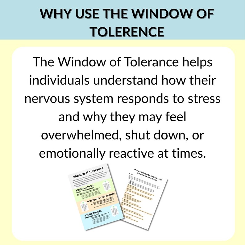 Window of Tolerance Worksheet | Therapist Emotion Regulation Tool (PDF ...
