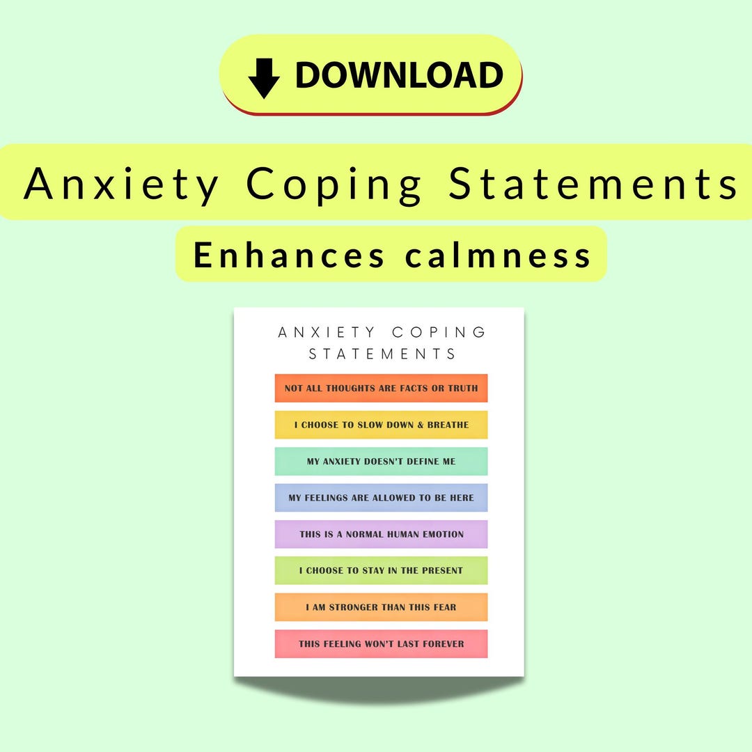 Anxiety Coping Statements – Printable Affirmations for Stress Relief ...
