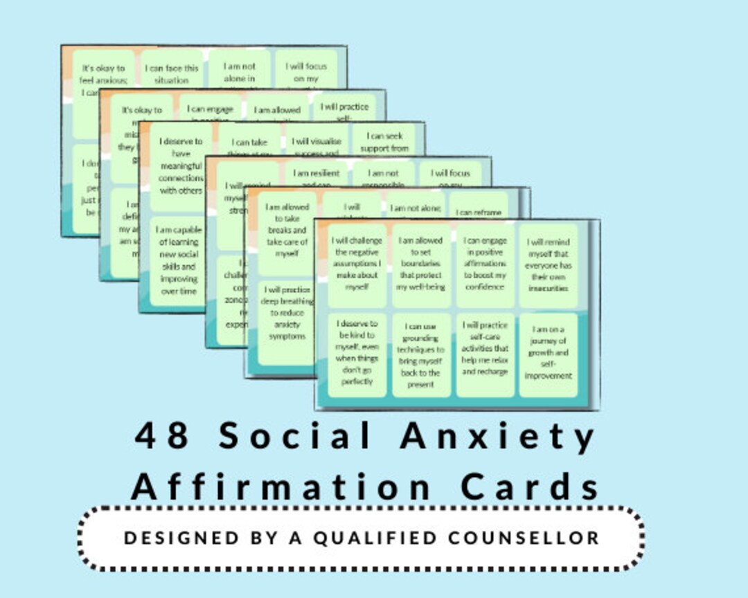Social Anxiety Coping Cards/ Affirmation Cards for Social Anxiety ...