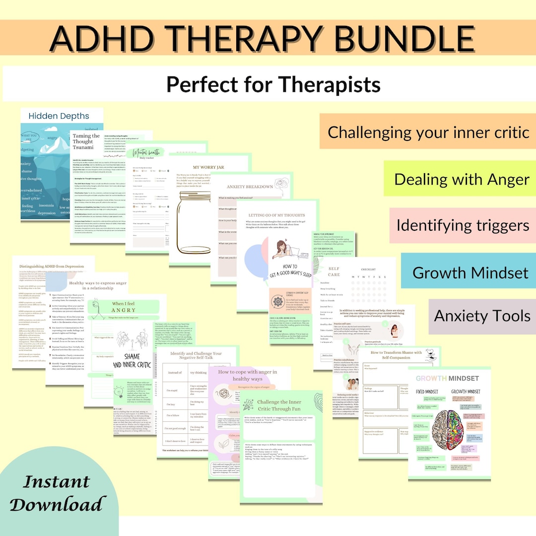 ADHD Therapy Bundle for Counselors | 29-page ADHD PDF Toolkit ...