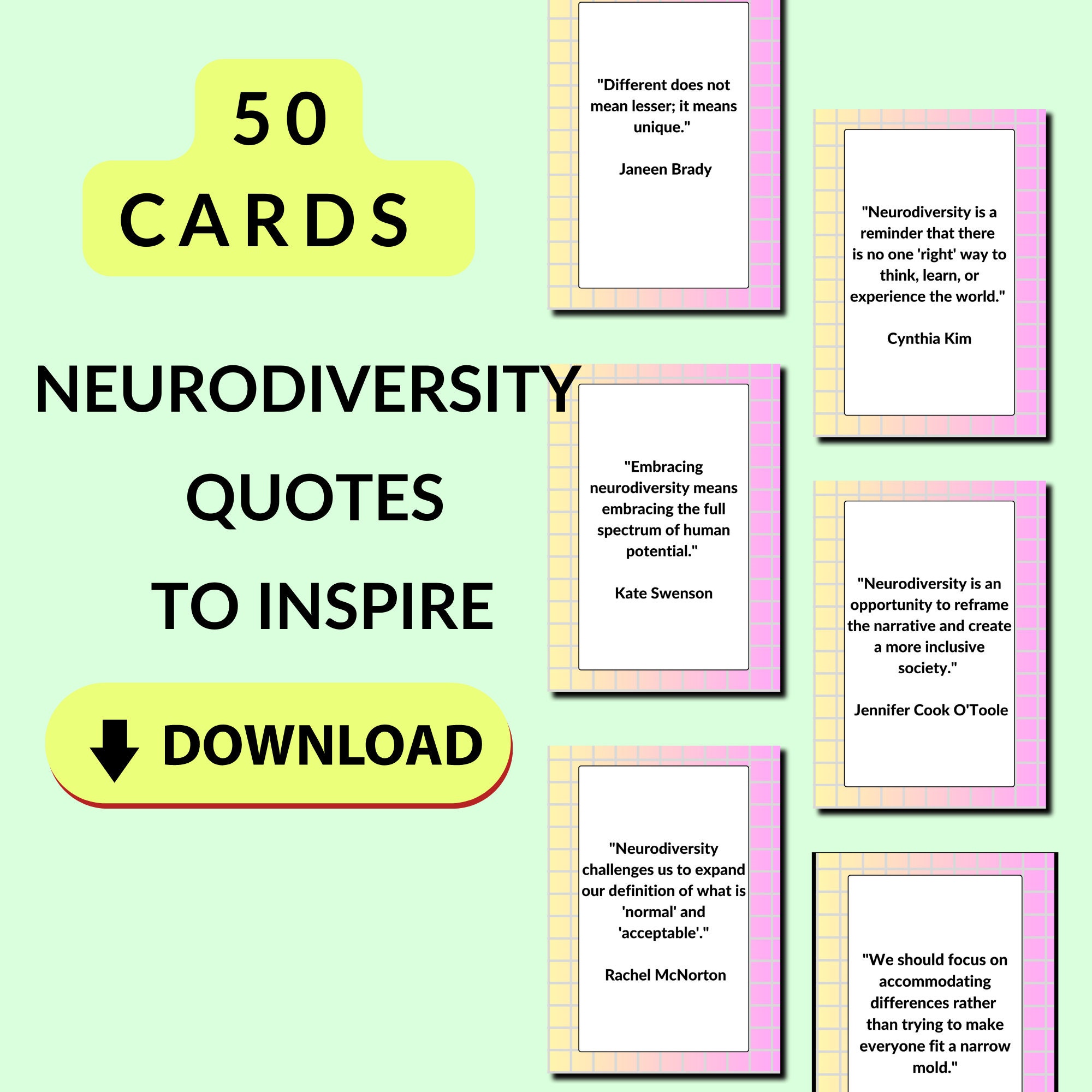Neurodiversity Inspiring Quotes/neurodiversity Positivity Flashcards ...