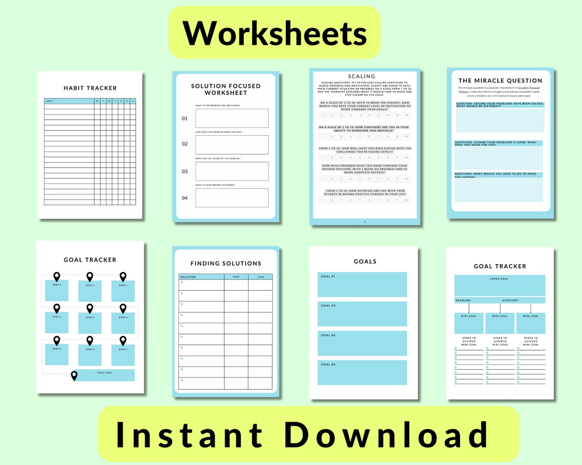 Solution Focused Therapy Worksheets/100 Questions for Solution Focused ...