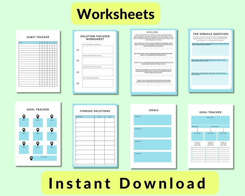 Solution Focused Therapy Worksheets/100 Questions for Solution Focused ...