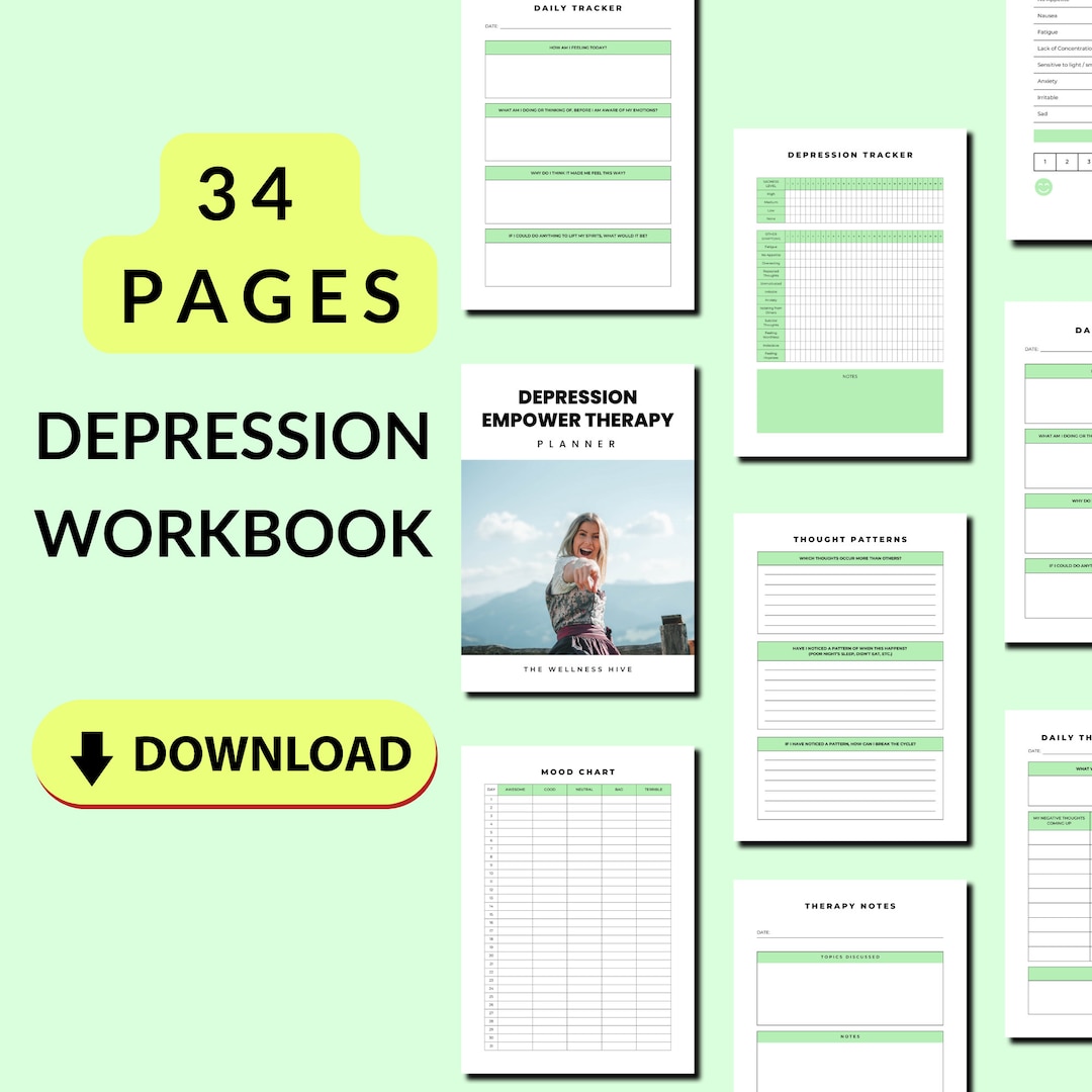 Depression Planner/ 34 Worksheets for Depression/a4/instant Download ...