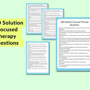 Solution Focused Therapy Worksheets/100 Questions for Solution Focused ...