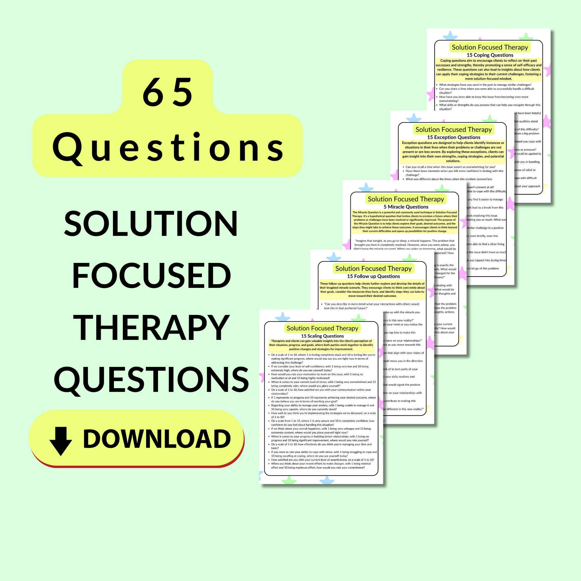 Solution Focused Therapy Questions: Counselor Toolkit (PDF Download) - Etsy