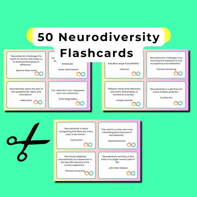 50 Neurodiversity Quote Cards | Printable Affirmations for Therapy | A4 ...