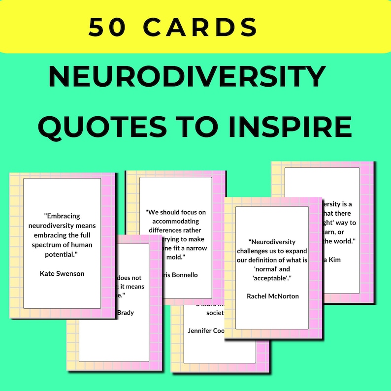 50 Neurodiversity Quote Cards | Printable Affirmations for Therapy | A4 ...