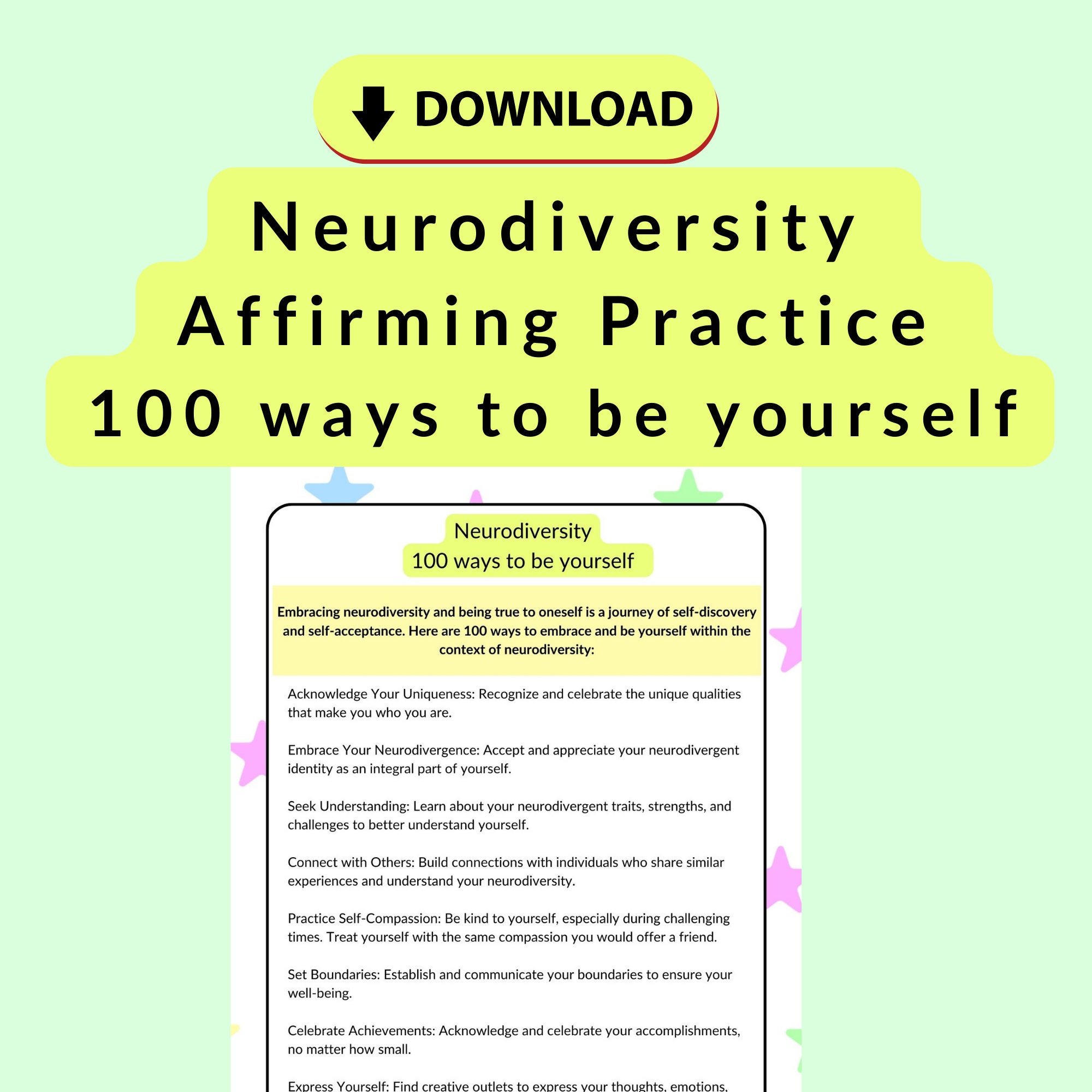 100 Neurodiversity Affirming Practice Statements on Being Yourself ...