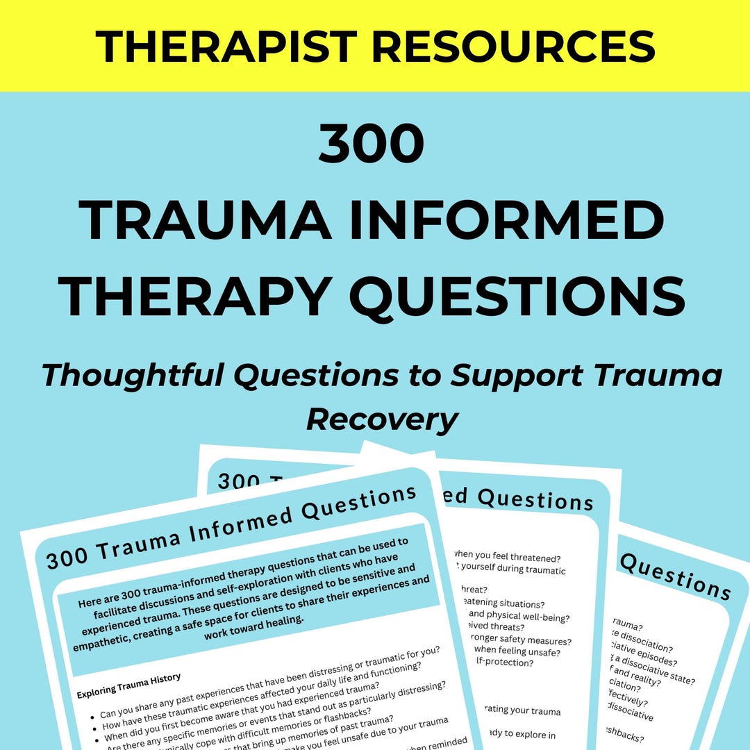 300 Trauma Informed Therapy Questions, Trauma Worksheets, Therapy ...