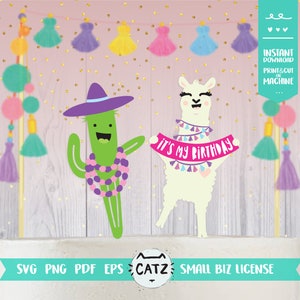 Llama Party Cake Topper Llama Birthday Party Cacti Its My Birthday ...