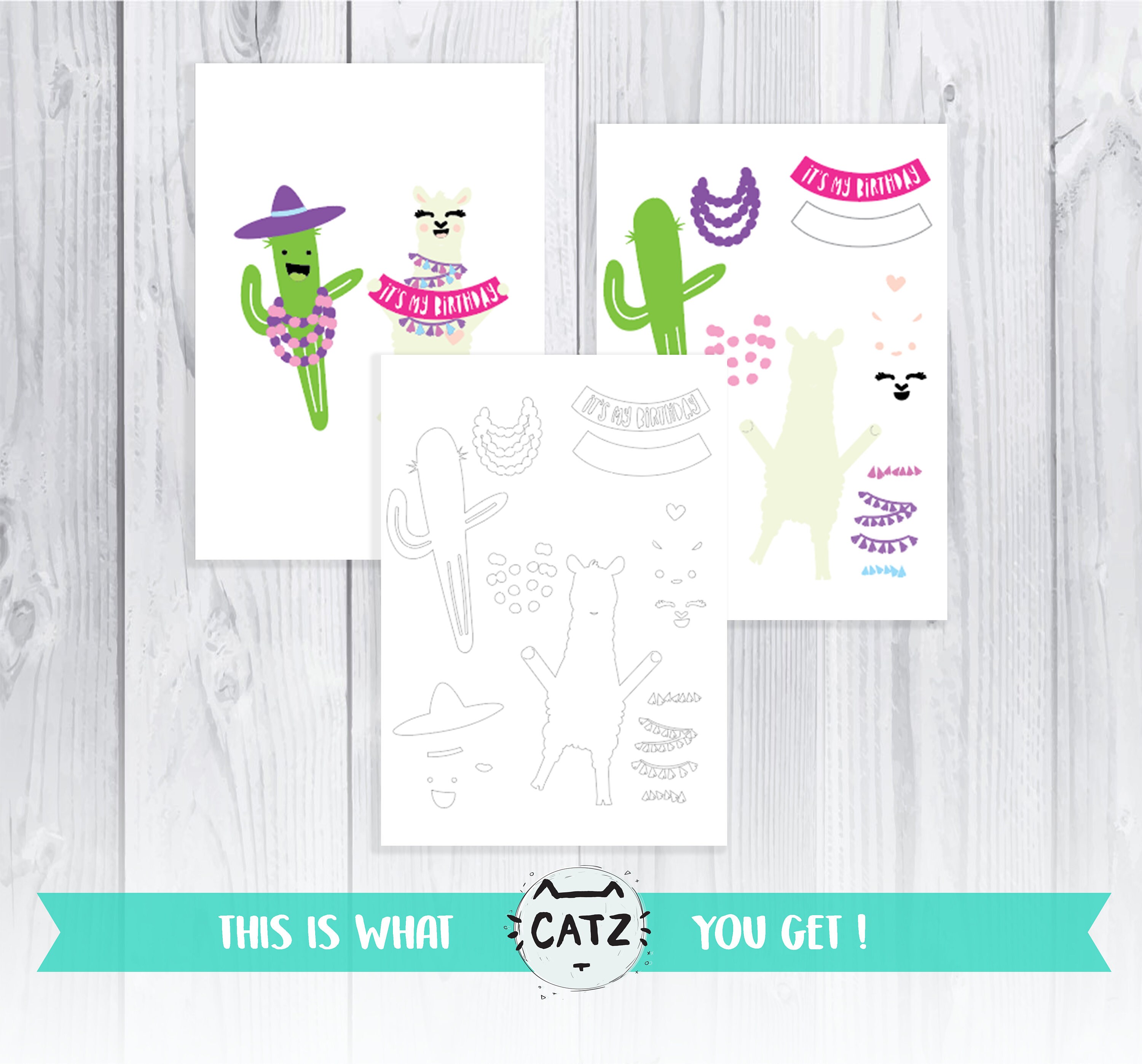 Llama Party Cake Topper Llama Birthday Party Cacti Its My Birthday ...