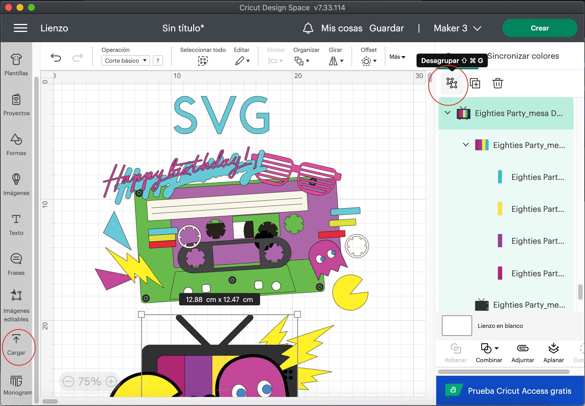 80s Party Retro Cake Topper SGV Design, Eighties Party Printable ...