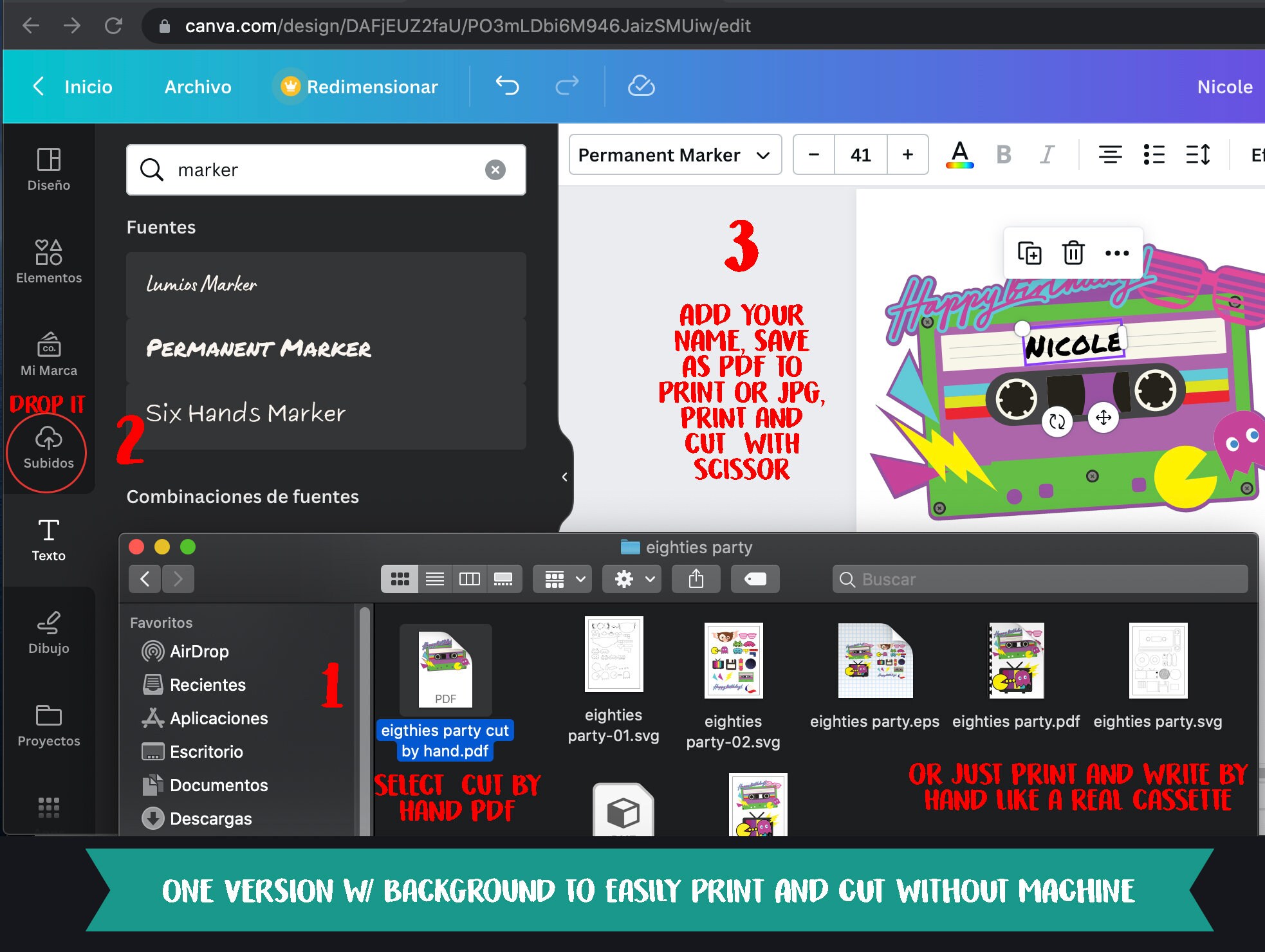 80s Party Retro Cake Topper SGV Design, Eighties Party Printable ...