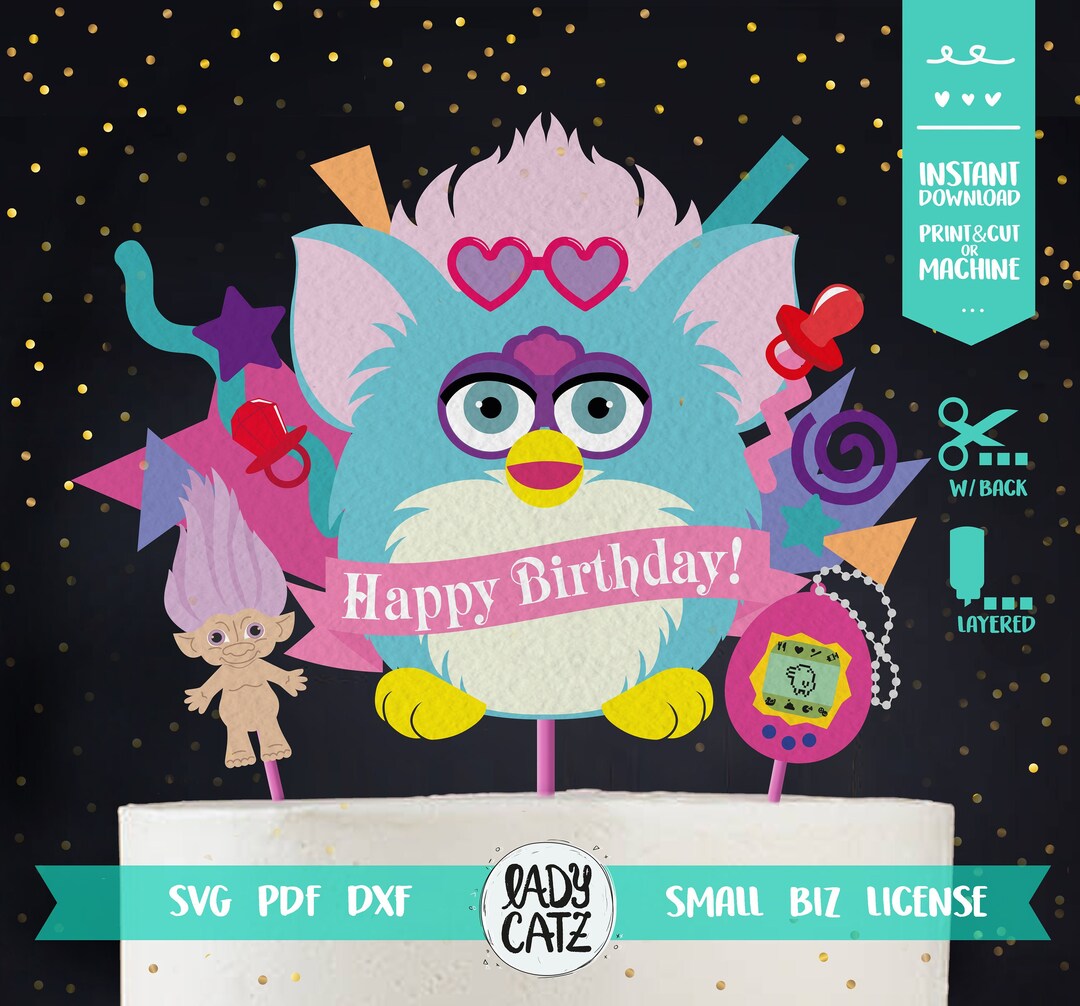 90s Toys Party Retro Cake Topper SGV Design, Decoración Imprimible De ...