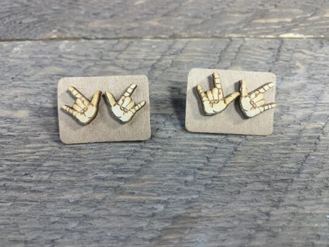 American Sign Language I Love You Earrings | ASL Stud Earrings ...