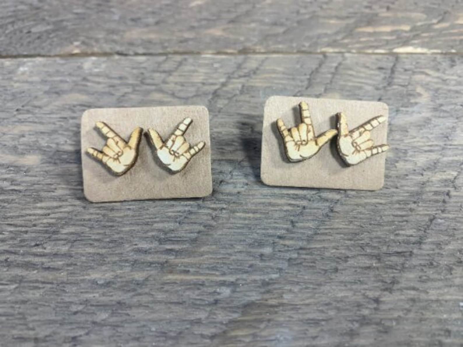 American Sign Language I Love You Earrings | ASL Stud Earrings ...