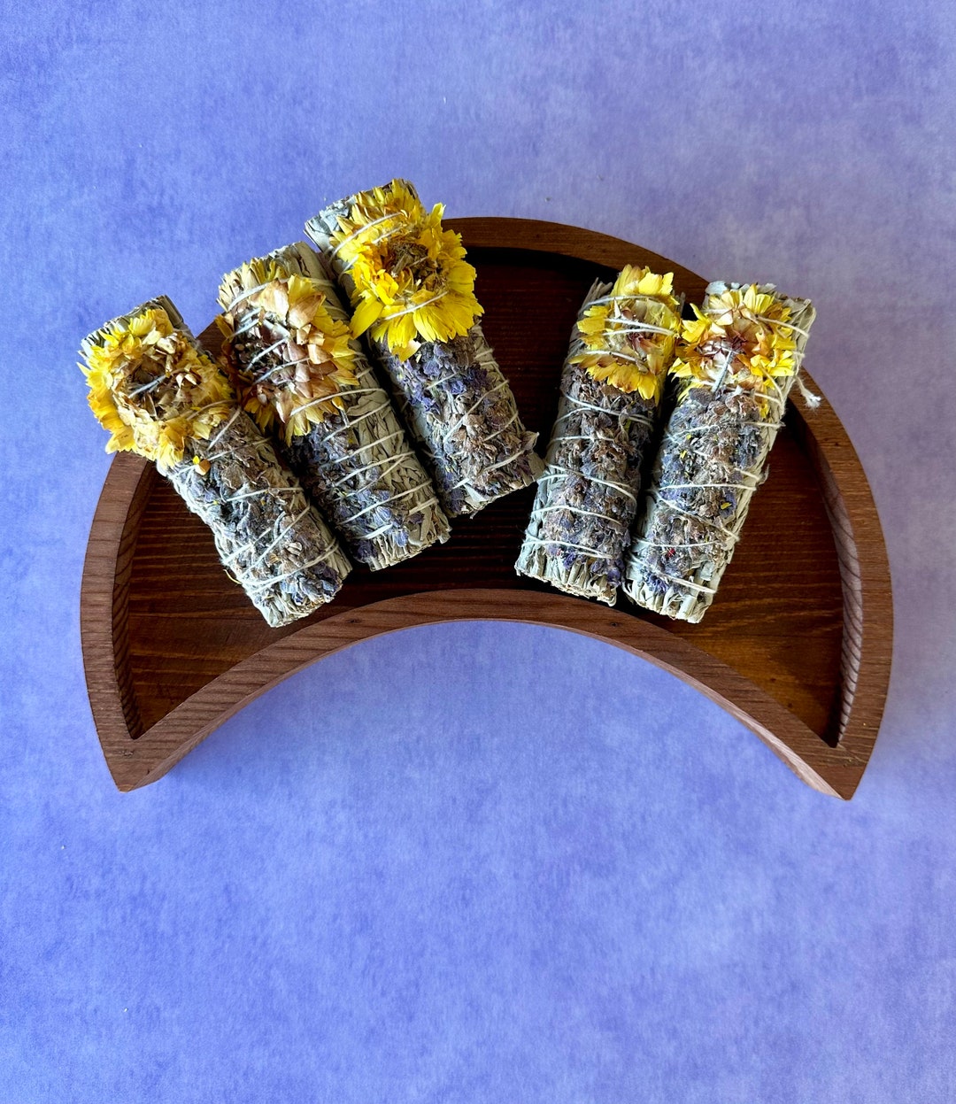 Yellow Floral Sage Bundle | White Sage Smudge Stick With Dried Flowers ...