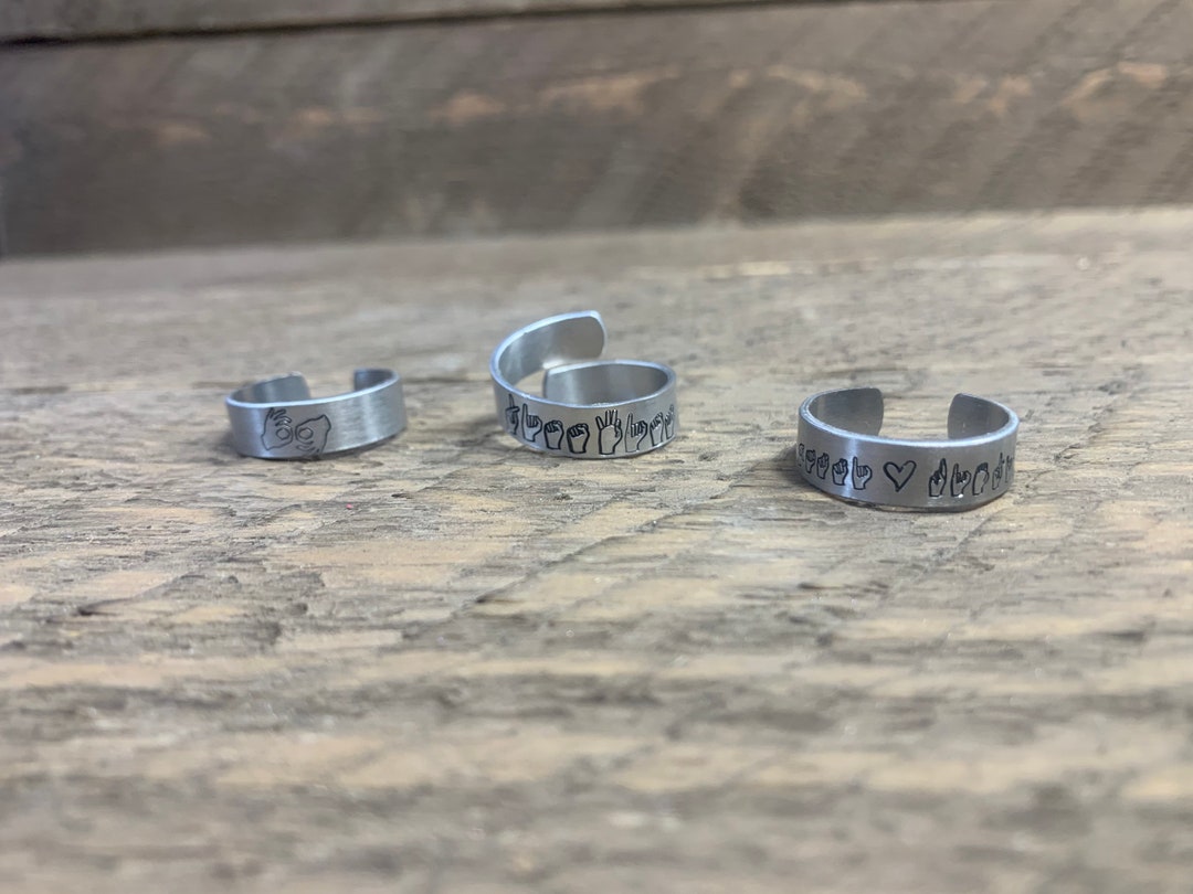 Sign Language ASL Ring, I Love You Sign Language, ASL Ring, Customize ...