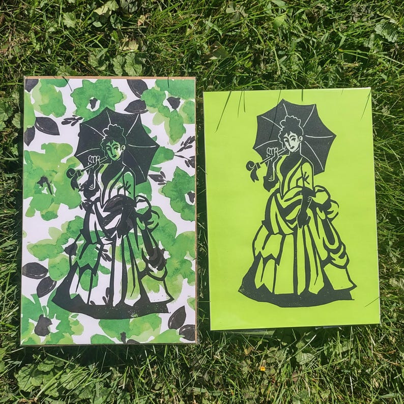 Victorian Lady Block Print - Etsy