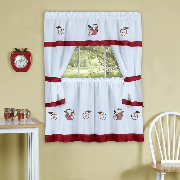 Red Apple Kitchen Curtains - Etsy