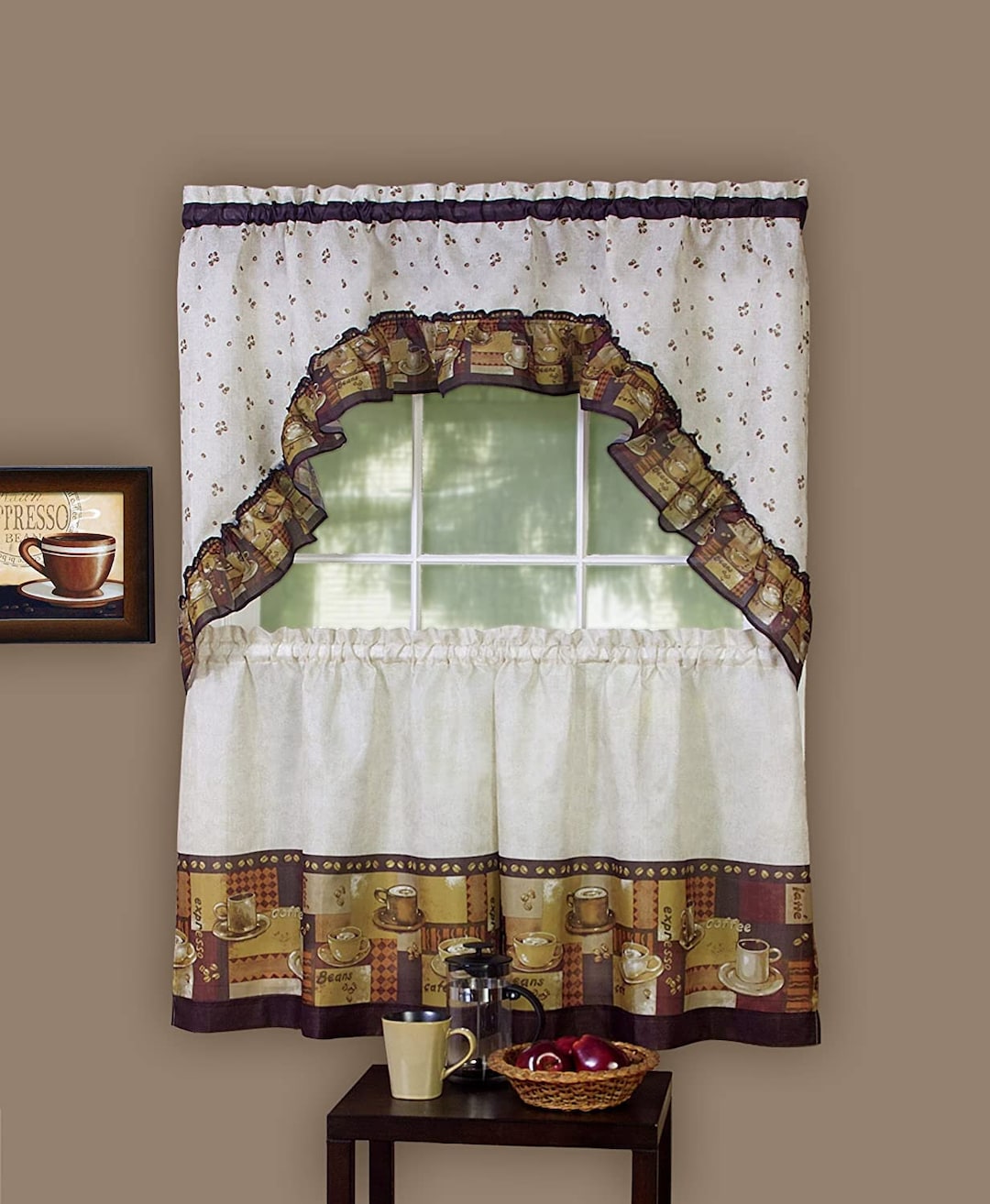 Coffee Theme Kitchen Curtains and Swag Set - Etsy