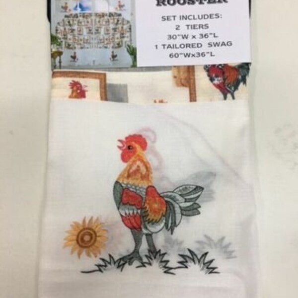 Rooster Kitchen Curtain - Etsy
