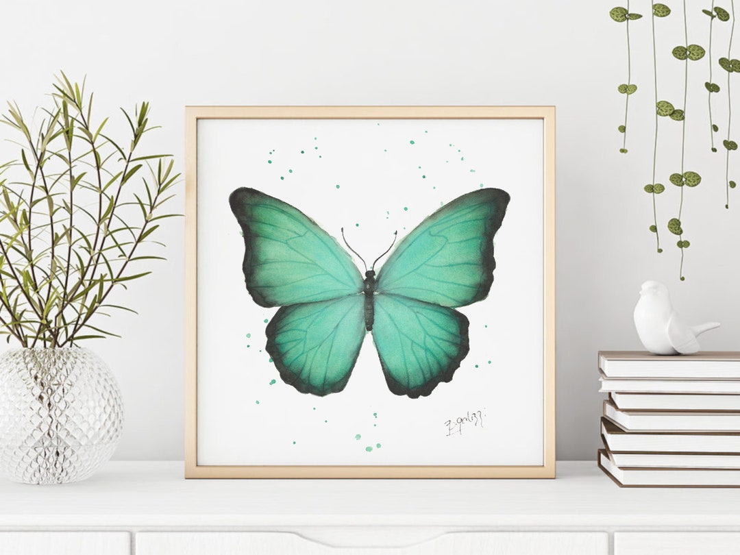 Emerald Green Butterfly Art - Butterfly Print Wall Decor - Etsy