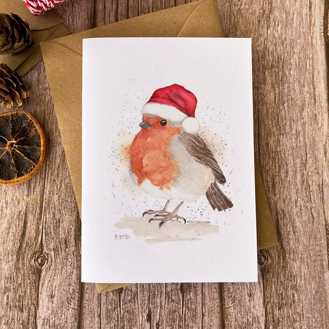 Robin Christmas Card Bird Christmas Card Robin Card - Etsy