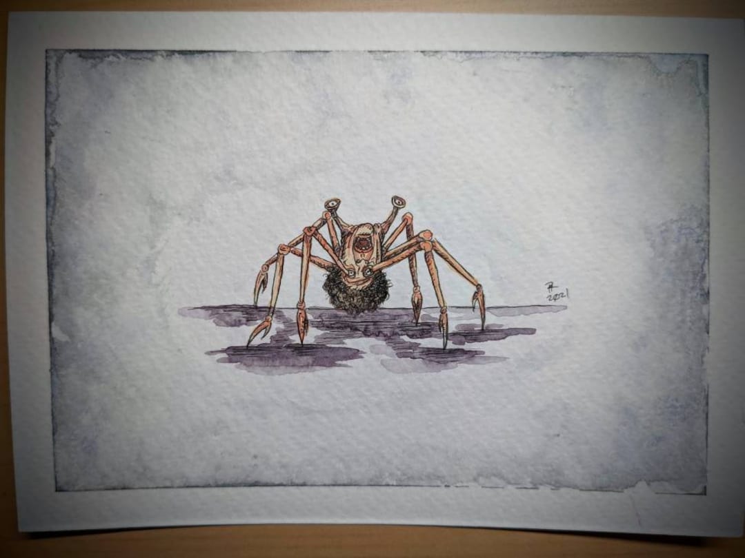 Original head Alien 4x6in the Thing-inspired Ink & Watercolor ...