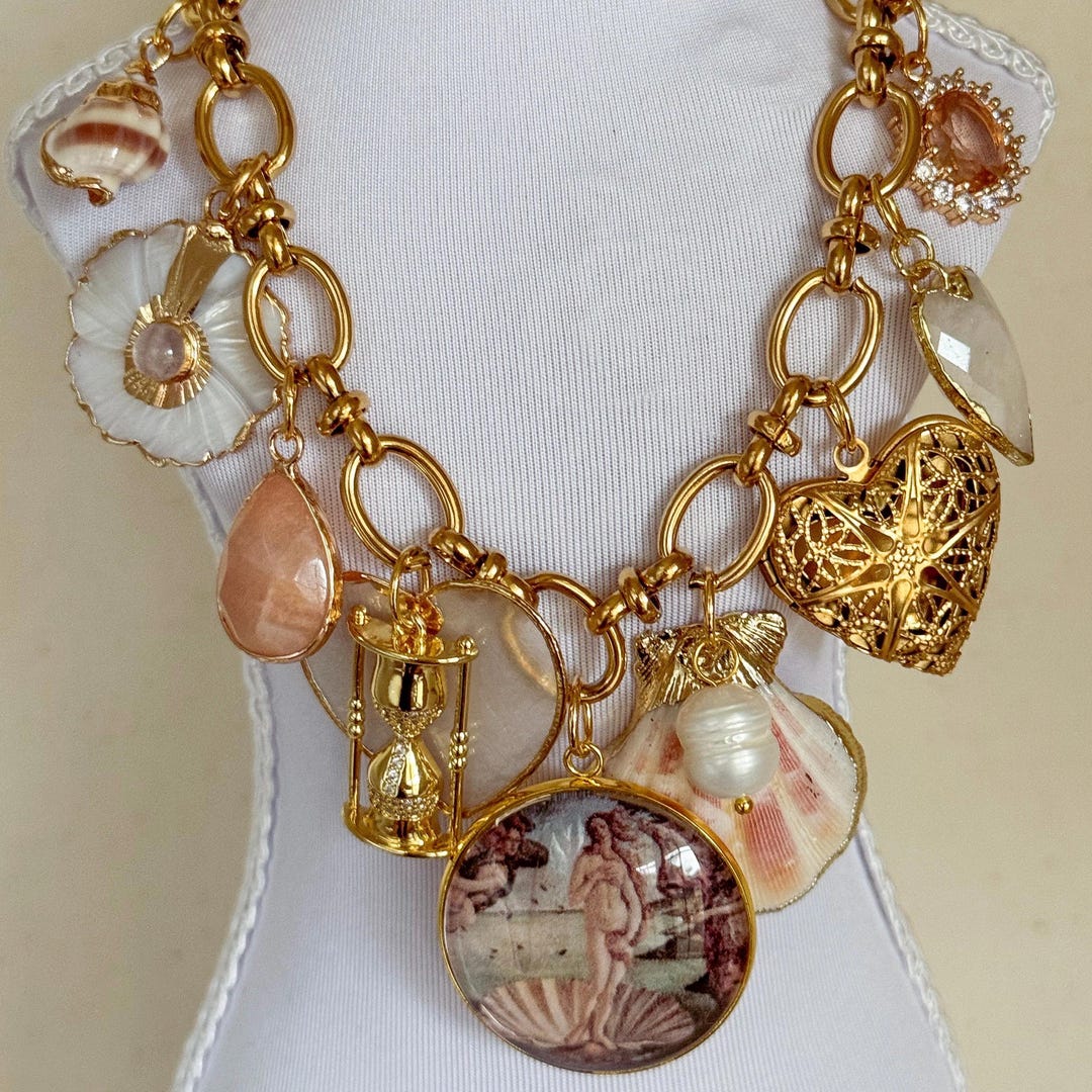 Birth of Venus Art | 18k Gold Charm Necklace - Etsy