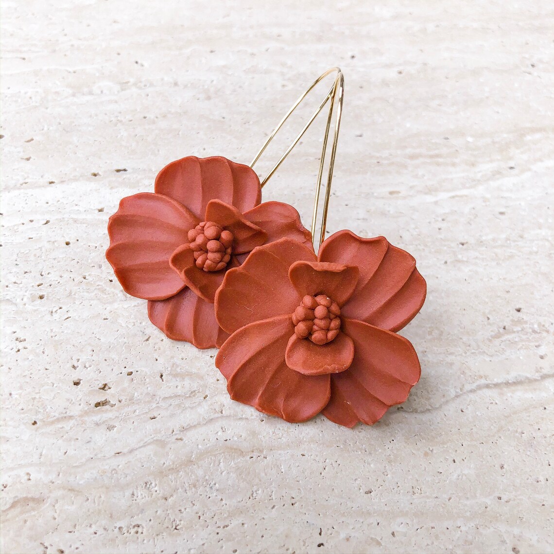 18kgold | Rust Flower Earrings Red Orange Floral Earrings Bridesmaids ...