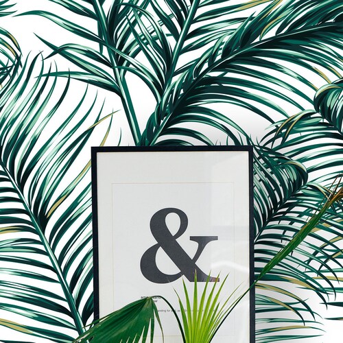 Navy Palm Leaves Removable Wallpaper-peel and Stick | Etsy