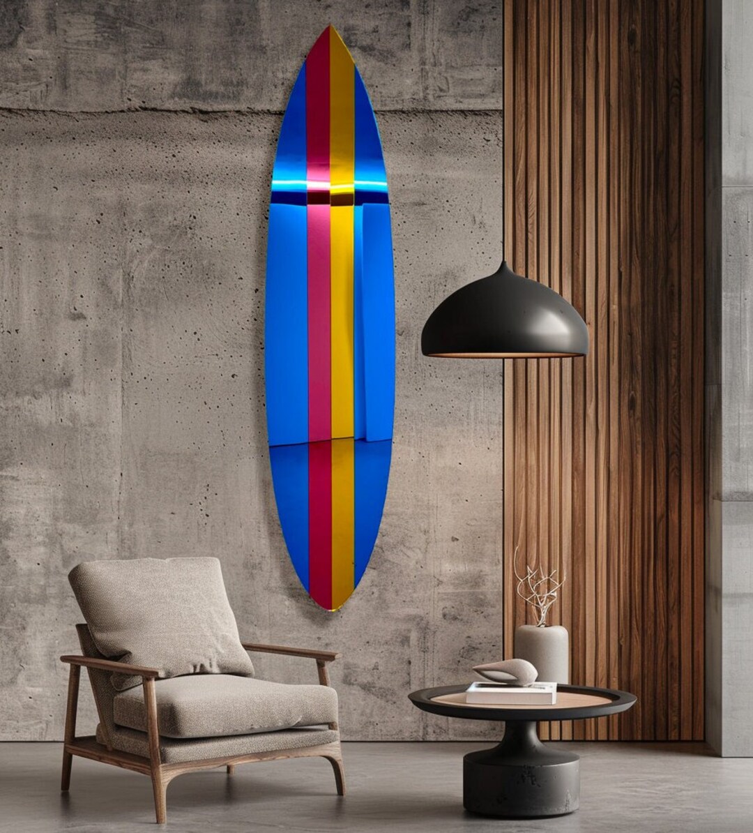 Retro Surfboard Wall Art, 80s Wall Art, Pop Art, Surfers Gift, Mirrored ...