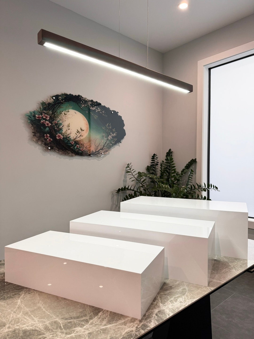 High Quality Acrylic Food Stands, SET OF 3 Display Riser, White Gloss ...