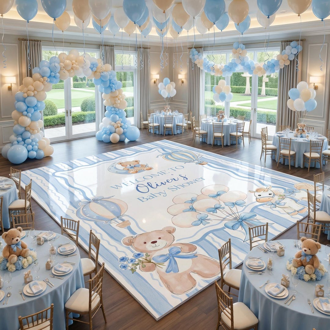 Blue Teddy Bear Dance Floor Sticker, Self-adhesive Dance Floor Decal ...
