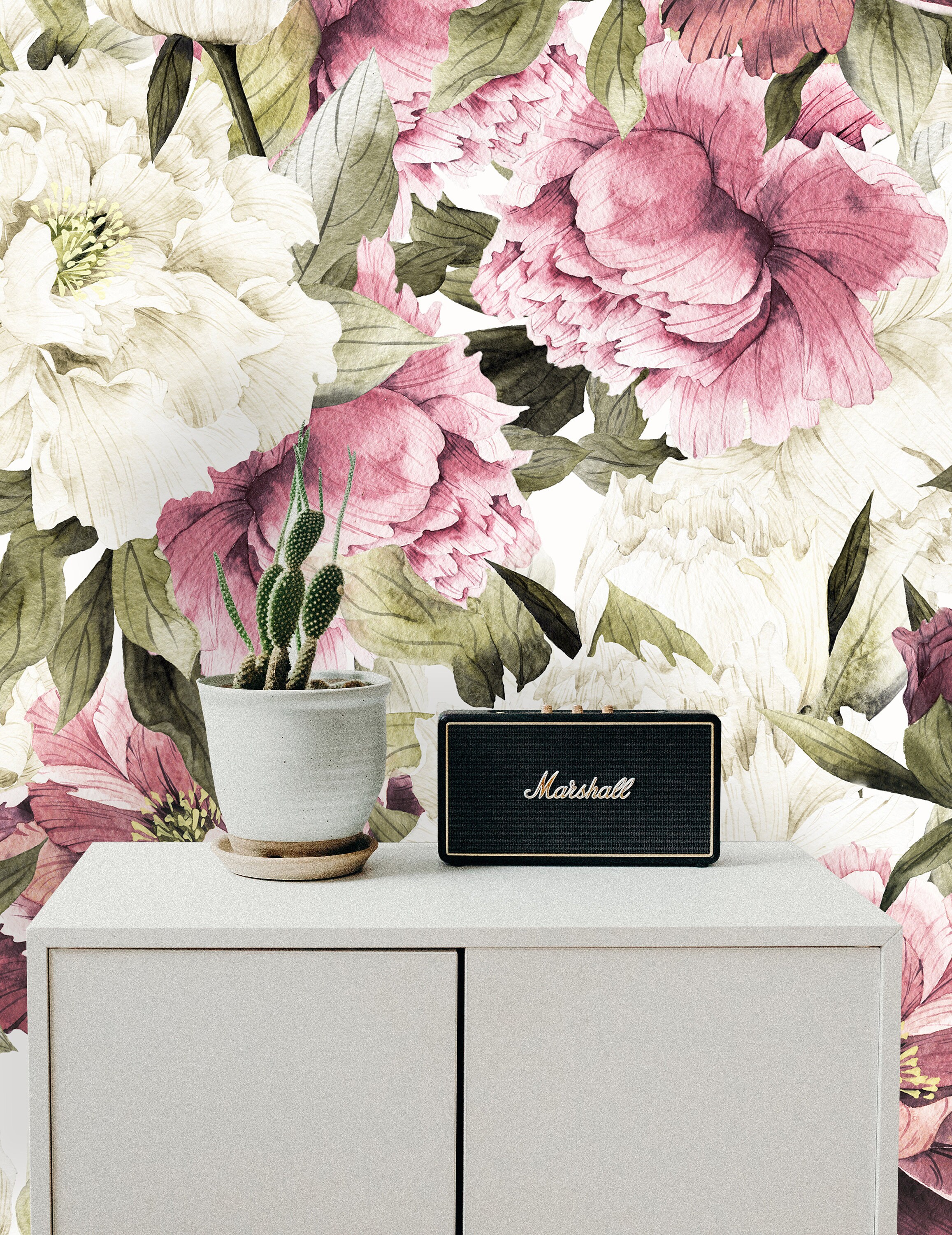 Removable Wallpaper Pink And White Vintage Peonies12 Peel And Etsy