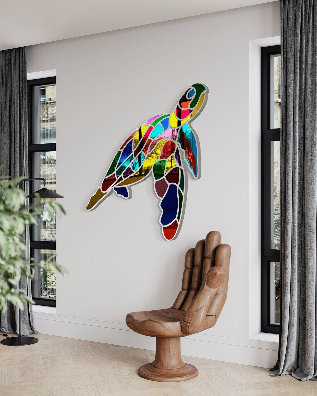 Mirrored Turtle Wall Art: Radical Rainbow Pop Art Decor - Etsy