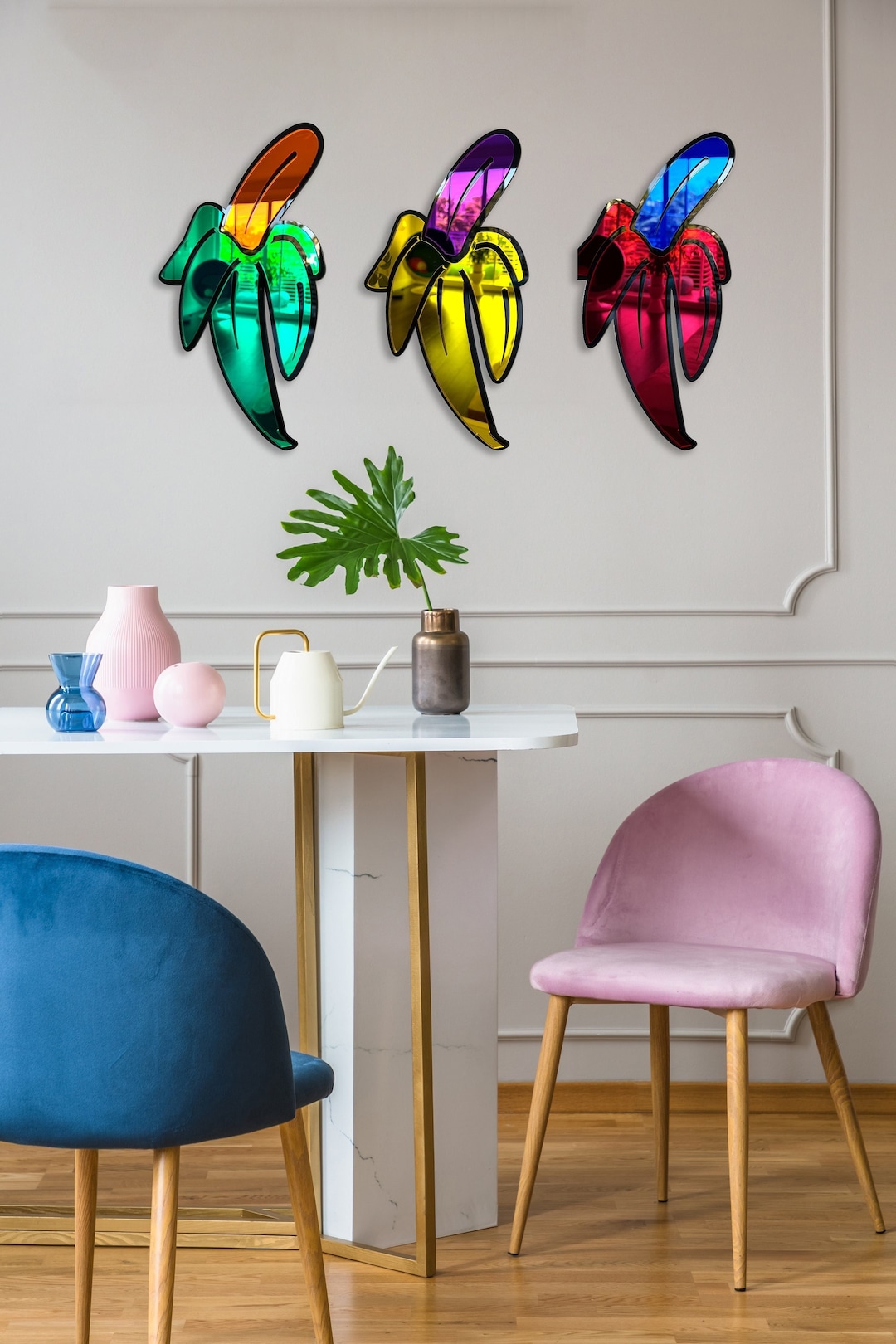 Mirrored Acrylic Banana Wall Decor: Pop Art, Set of 3, Made in USA - Etsy